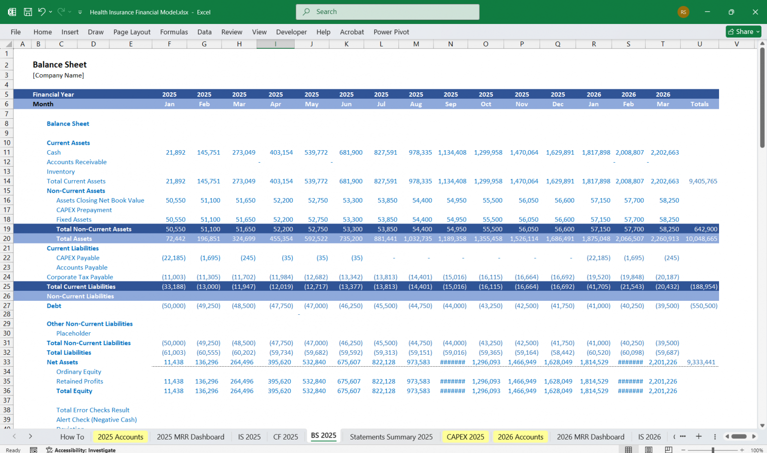 Health Insurance Company Financial Model | AllFinancialModels